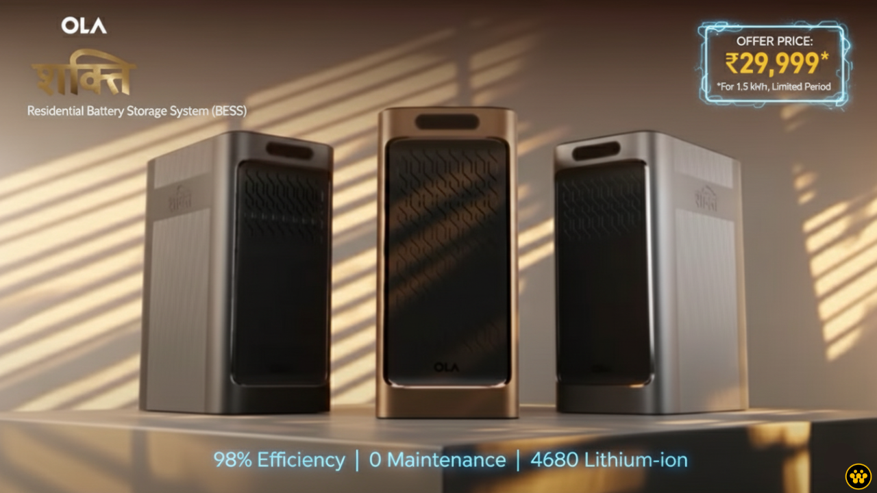 Ola Shakti BESS: Price, 98% Efficiency & 4680 Battery Specs | EVINDIA