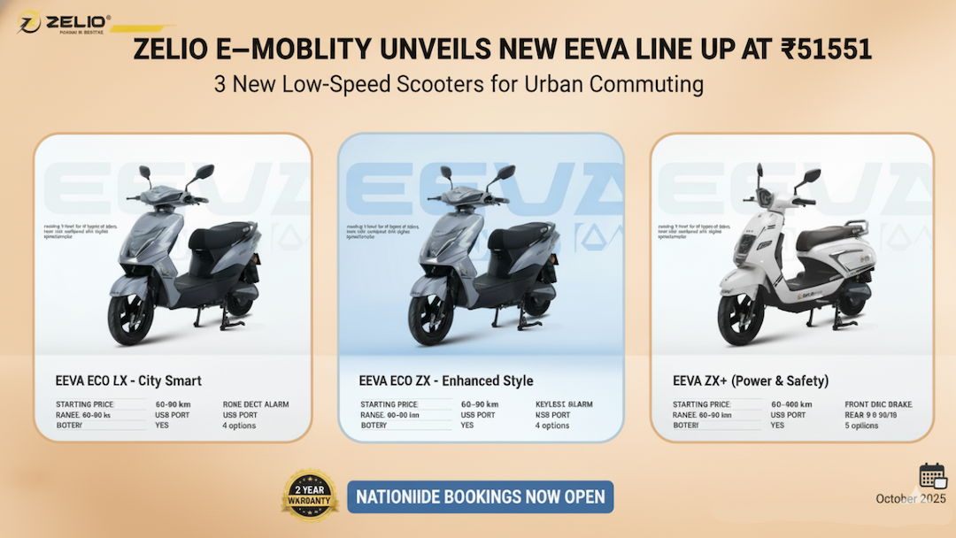 Zelio Launches Eeva Eco LX, Eco ZX & Facelifted ZX | Low-Speed EV | EVINDIA