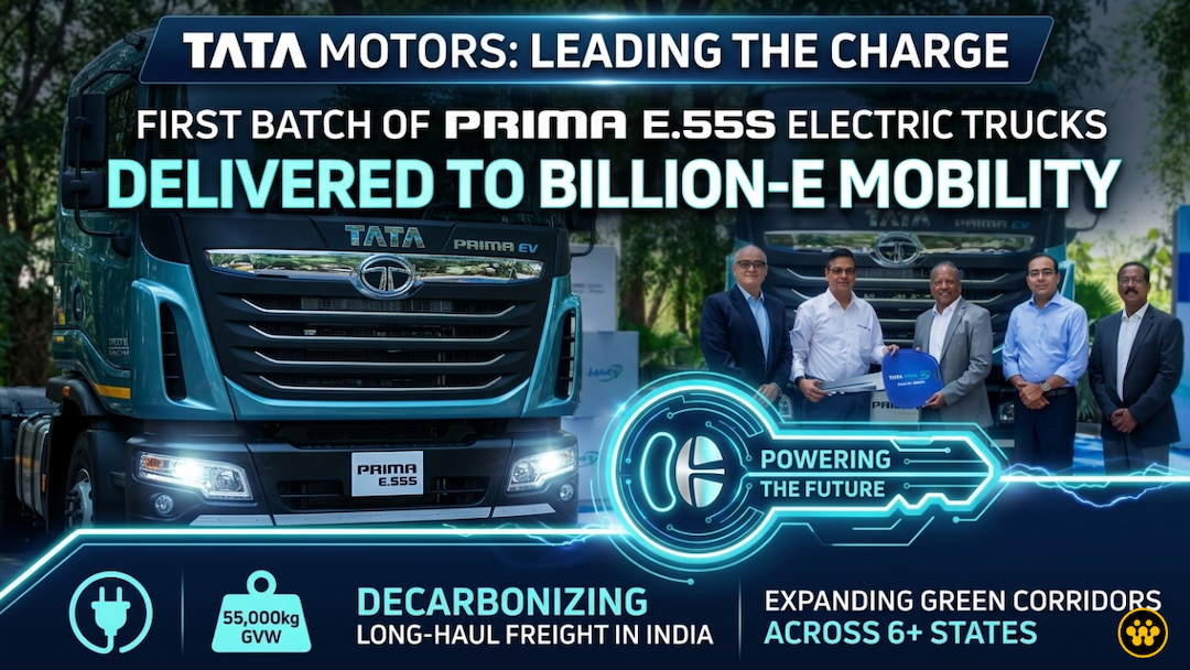 Tata Motors Delivers Prima E.55S Electric Trucks to BillionE | EVINDIA