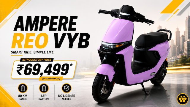 Ampere Reo VYB Launched at ₹69,499 | EVINDIA
